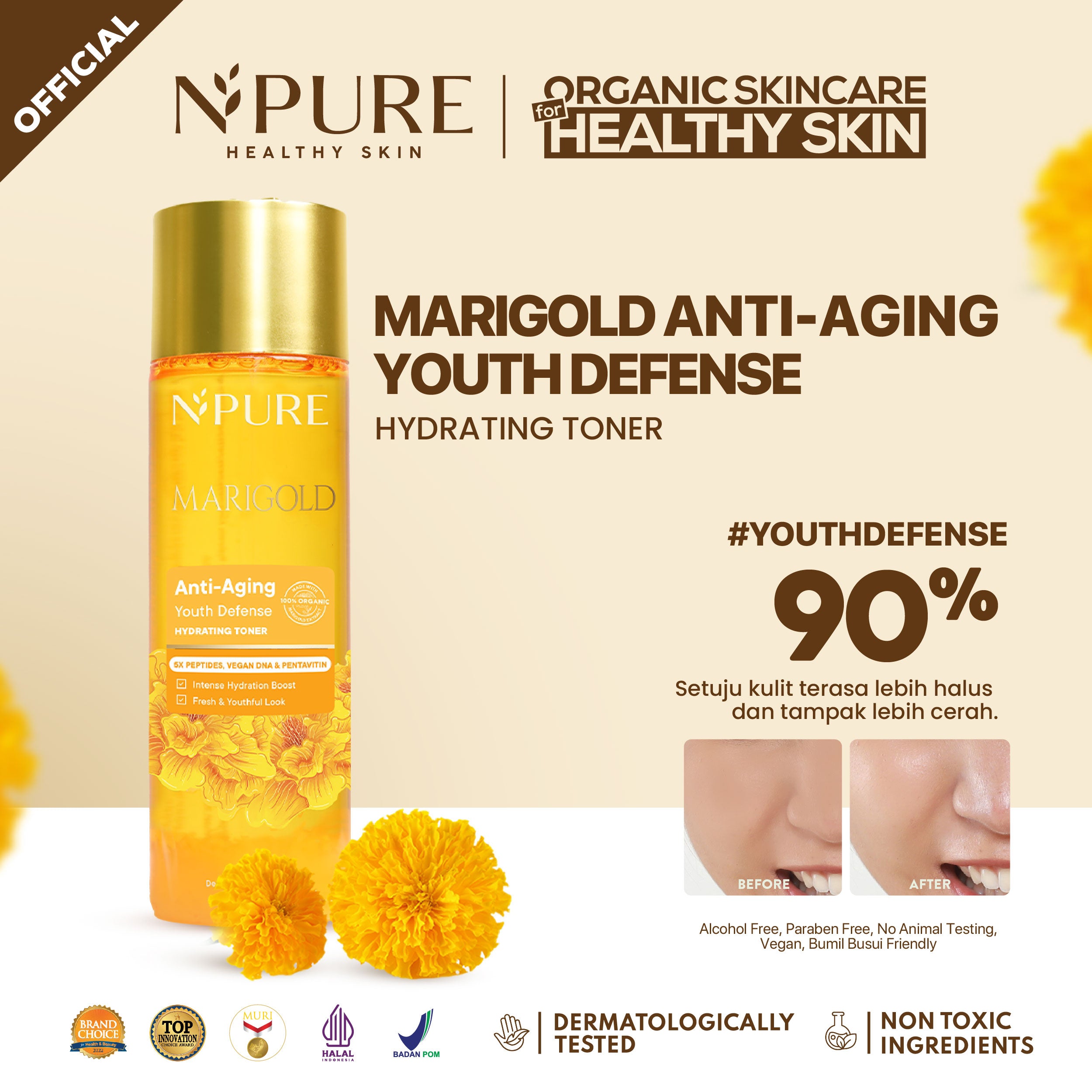 NPURE MARIGOLD ANTI-AGING YOUTH DEFENSE HYDRATING TONER