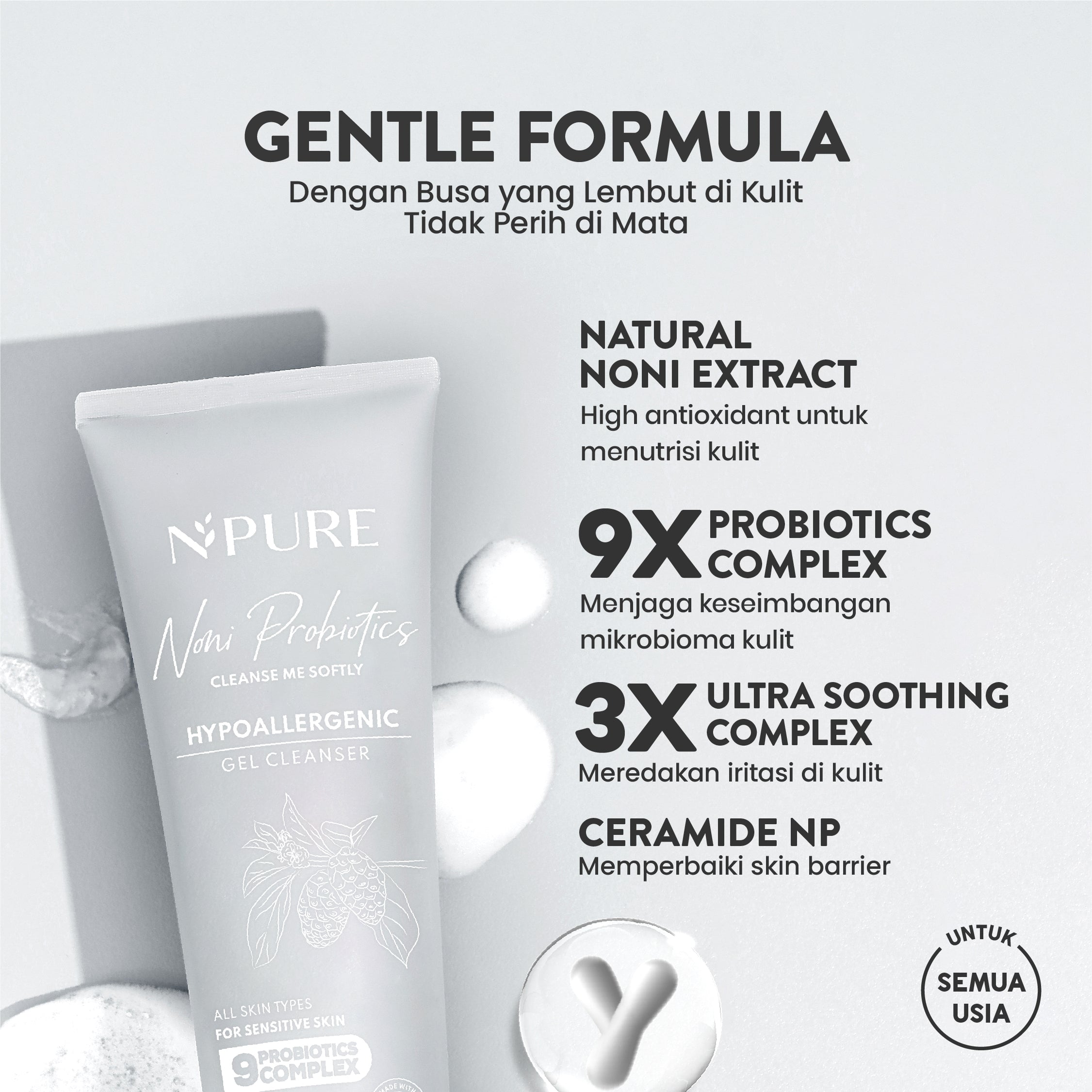 Jual NPURE Noni Probiotics Cleanse Me SOftly Gel Cleanser – Npure Official